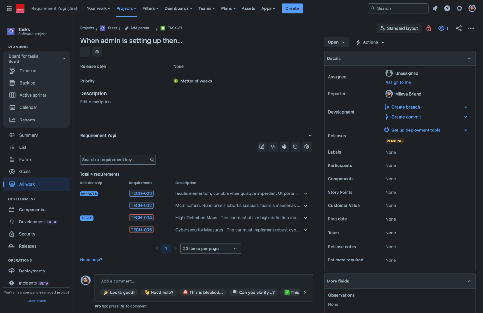 A guide on how to manage requirements in Confluence and Jira
